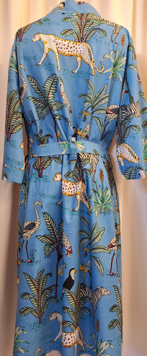 100% Cotton Robe - Jungle Print in Blue – Lullaby New Zealand